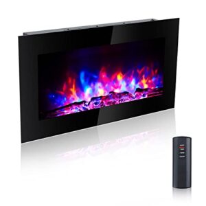 PioneerWorks Electric Fireplace 50 Inch Wall Mounted Electric Fireplace, Remote Control with Timer, Touch Screen, Adjustable Flame Color and Speed, 750W-1500W (36 Inches)