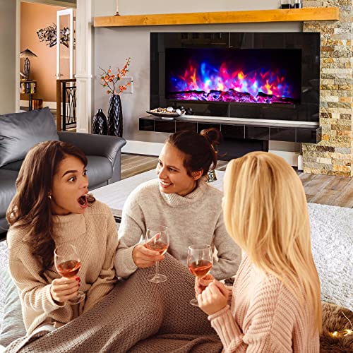 PioneerWorks Electric Fireplace 50 Inch Wall Mounted Electric Fireplace, Remote Control with Timer, Touch Screen, Adjustable Flame Color and Speed, 750W-1500W (36 Inches)