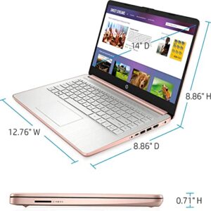 HP 2022 est Premium 14-inch HD Laptop|Intel Celeron N4020 to 2.8GHz 16GB RAM 576GB(64GB SSD+ 512GB Card)|Webcam Bluetooth HDMI USB-C Wi-Fi|LIONEYE Bundle|Rose Gold 14-dq0054dx