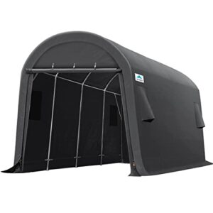 advance outdoor 10x20 ft heavy duty carport outdoor patio anti-snow large space canopy storage shelter shed with 2 roll up zipper doors & vents for snowmobile garden tools, gray