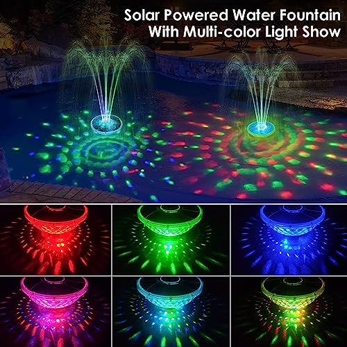 ChlorStar Solar Floating Pool Fountain with Underwater Lights Show, Solar Powered Water Fountain, Solar Fountain Pump with 6 Light Modes, Solar Water Pool Fountains for Inground Above Ground Pools-1PC