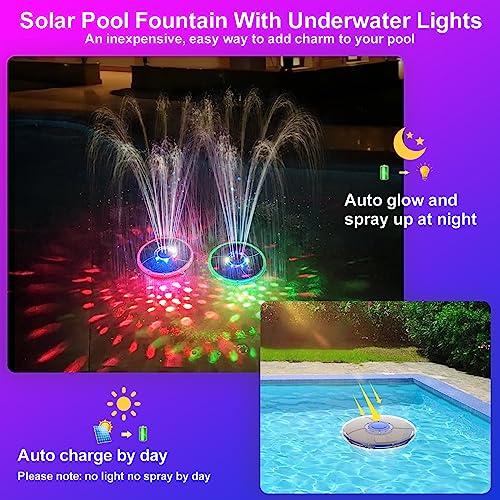 ChlorStar Solar Floating Pool Fountain with Underwater Lights Show, Solar Powered Water Fountain, Solar Fountain Pump with 6 Light Modes, Solar Water Pool Fountains for Inground Above Ground Pools-1PC