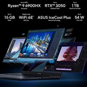 ASUS 2023 Zenbook Pro 17 17.3” 2.5K 165Hz Business Laptop, AMD Ryzen 9 6900HX, 16GB RAM, 1TB PCIe SSD, Backlit Keyboard, NVIDIA GeForce RTX 3050, Win 11, Black, 32GB SnowBell USB Card