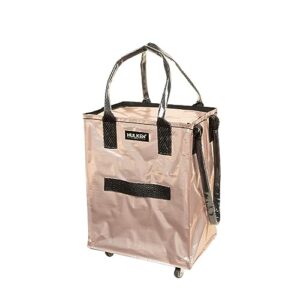 hulken - (medium, rose gold) reusable grocery bag on wheels, shopping trolley, rolling tote, zipper closure, lightweight, carries up to 66 lb, folds flat, unbreakable handles