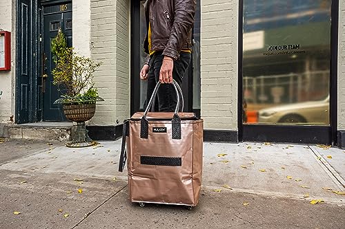 HULKEN - (Medium, Rose Gold) Reusable Grocery Bag On Wheels, Shopping Trolley, Rolling Tote, Zipper Closure, Lightweight, Carries Up to 66 lb, Folds Flat, Unbreakable Handles