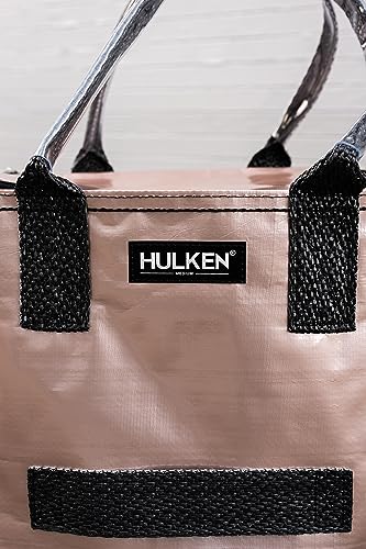 HULKEN - (Medium, Rose Gold) Reusable Grocery Bag On Wheels, Shopping Trolley, Rolling Tote, Zipper Closure, Lightweight, Carries Up to 66 lb, Folds Flat, Unbreakable Handles