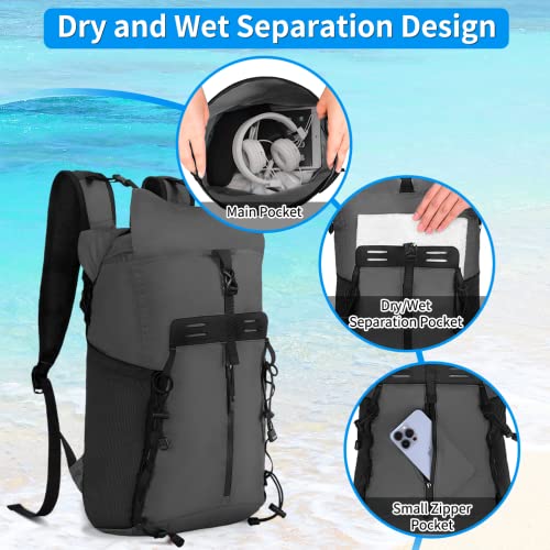 Atarni Waterproof Dry Bag Backpack - 20L/30L Floating Lightweight Bags With Zipper Dry Sack & Roll Top for Kayaking Swimming Boating Rafting Fishing Hiking Camping and Beach