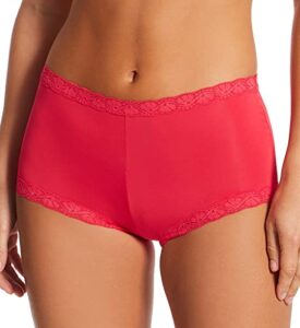 maidenform women's classics microfiber and lace boyshort panty 40760, red stone, 7