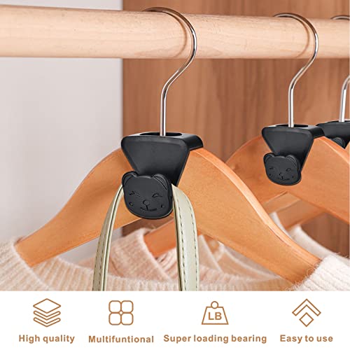 LIZMSIE 20PCS Space Saving Hangers Hooks, Space Savers Bear-Shaped with Triangles for Hangers, Clothes Hanger Connector Hooks, Hanger Extender for Heavy Duty Cascading Connection Hook, Black