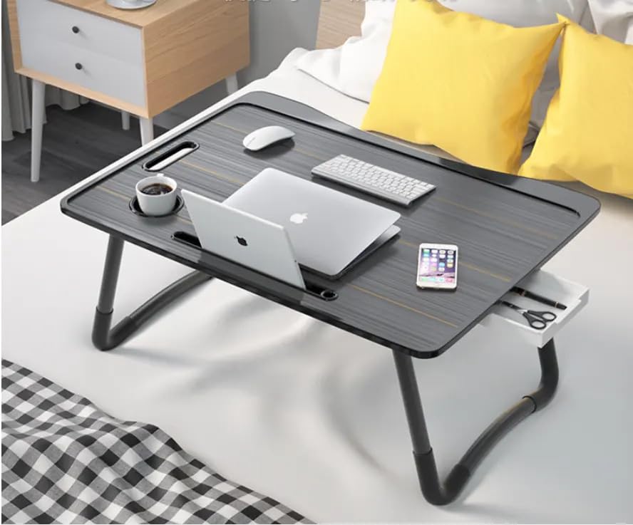 Foldable Laptop Desk for Bed, Laptop Bed Tray Table, Lap Desk for Laptop, Laptop Stand, Laptop Bed Desk Tray, Portable Foldable Desk, Tray Table, Foldable Lap Desk Tray with Cup Holder and Drawer