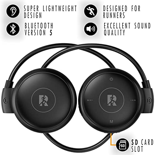 2 x Running Headphones Designed by Runners - Black and White Set of Runar RNR1 Wireless Bluetooth V5.0 Neckband Earphones