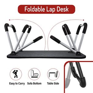 Laptop Table Bed Desk Tray Upgraded with USB Ports, Pad & Cup Holder, Drawer - for Bed/Sofa/Couch/Floor/Work/Study/Reading/Writing/Drawing/Homework - Foldable & Portable Breakfast Table Lap Desk