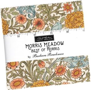 morris meadow charm pack by barbara brackman; 42-5" precut fabric quilt squares