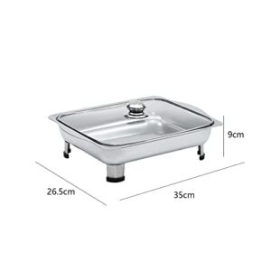 Gralara Buffet Dish Tray, Chafing Dish with Lid, Food Plate, Easy to Clean, Clear Cover Serving Tray Stainless Steel Chafer for Holidays Picnic Wedding, arc