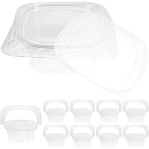 solustre 10pcs mini cake box plastic fruit bowls disposable dessert holder reusable salad sushi container cupcake packaging treat boxes vegetable saving bowls transparent