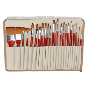 Paint Brush Set, Painting Brushes Good Adsorption Gift 24Pcs Nylon Hair Wood Handle for Craft Coloring for Drawing