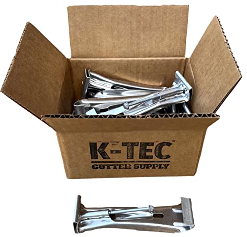 K-TEC- 5 Inch Gutter Hangers (10 Pack) Hidden Hanger with Quick Pre-Inserted Screw K-Style Rain Gutter Mounting Support Fastener Bracket for House.