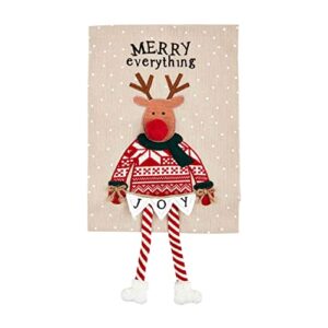 mud pie reindeer christmas dangle leg towel, 26" x 16 1/2", small