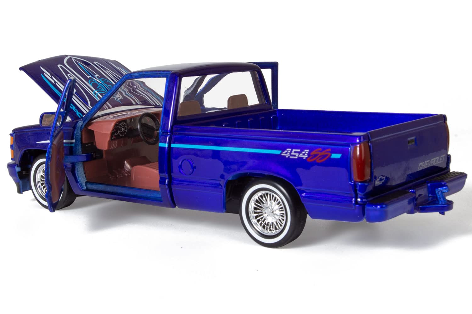 All Star Toys Motormax 1992 Chevy 454SS Pickup Lowrider Truck Candy Blue 1/24 Diecast Model Exclusive Get Low 79036