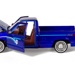 All Star Toys Motormax 1992 Chevy 454SS Pickup Lowrider Truck Candy Blue 1/24 Diecast Model Exclusive Get Low 79036