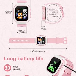 Cloudpoem Smart Watch for Kids Girls Boys, Kids Watch Fitness Tracker Watch with Pedometer Heart Rate Monitor Sleep Tracker Alarm Clocks Puzzle Games Calculator IP68 Waterproof, Kids Gift Pink