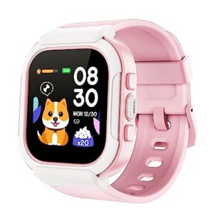 Cloudpoem Smart Watch for Kids Girls Boys, Kids Watch Fitness Tracker Watch with Pedometer Heart Rate Monitor Sleep Tracker Alarm Clocks Puzzle Games Calculator IP68 Waterproof, Kids Gift Pink