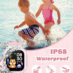 Cloudpoem Smart Watch for Kids Girls Boys, Kids Watch Fitness Tracker Watch with Pedometer Heart Rate Monitor Sleep Tracker Alarm Clocks Puzzle Games Calculator IP68 Waterproof, Kids Gift Pink