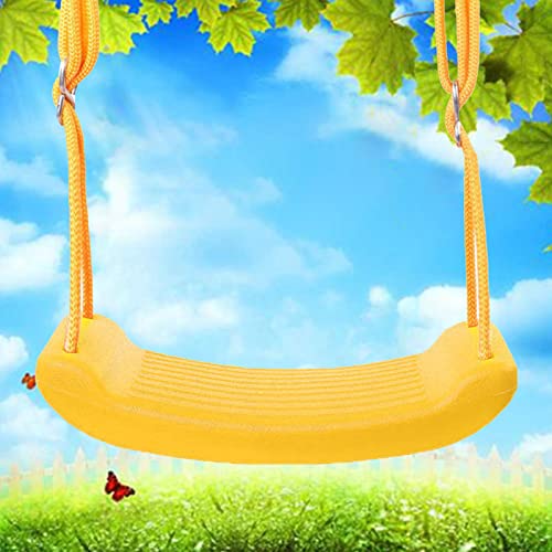 Swing Seat, Reusable Detachable Kid Outdoor Plastic Swing Seat, Kids Safety Playground Swing Seat Replacement, Anti Skid Buckle Adjustable Tear Resistant Rope Children Seat Swing for Park(Yellow)