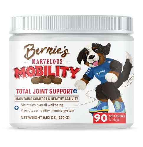 Bernie's Marvelous Mobility - Daily Dog Hip and Joint Supplement - Maintains Overall Well Being & Promotes a Healthy Immune System (90 Count)