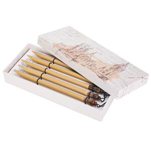 yosoo health gear 5pcs calligraphy bamboo pens, comic dip pen, calligraphy dip pen for arabic calligraphy writing (bamboo tip set)