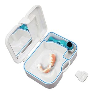 DAGIJIRD 1pcs Plastic Dental Denture Storage Box False Teeth Case Container with Mirror Brush