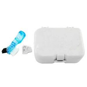 DAGIJIRD 1pcs Plastic Dental Denture Storage Box False Teeth Case Container with Mirror Brush