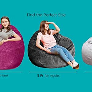 3Ft Bean Bag Chair, High-Rebound Memory Foam Filled Bean Bag with Premium Corduroy Cover, Ultra Soft Bean Bag Chairs for Adults, Kids (Black)