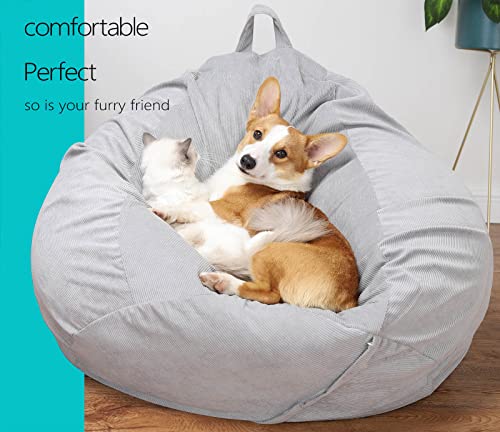 3Ft Bean Bag Chair, High-Rebound Memory Foam Filled Bean Bag with Premium Corduroy Cover, Ultra Soft Bean Bag Chairs for Adults, Kids (Black)