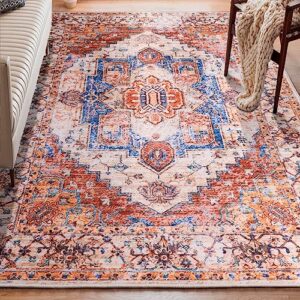 ultsofe area rug 5x8, boho rugs for living room bedroom, soft large rug vintage rug floor print orange accent rug for kitchen dining room nursery home office, throw rug non-shedding washable rug