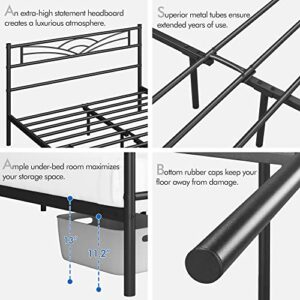 Yaheetech Queen Size Bed Frame Metal Platform Bed Mattress Foundation with Cloud-Inspired Design Headboard/Footboard/Ample Under Bed Storage/No Box Spring Needed/Queen Size Black