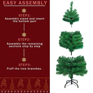 CCINEE 3Ft Artificial Christmas Tree, Green Mini Tabletop Hinged Christmas Tree with Metal Stand 130 Branch Tips for Xmas Party Supplies Home Indoor Decoration