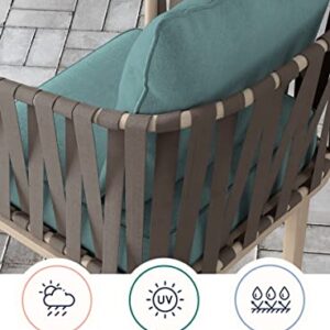 Honeycomb Outdoor Textured Solid Coastal Blue Deep Seating Patio Cushion Set: Resilient Foam Filling, Weather Resistant, Stylish Set, Seat: 24" W x 23" D x 6.5” T; Back: 27" W x 24” L