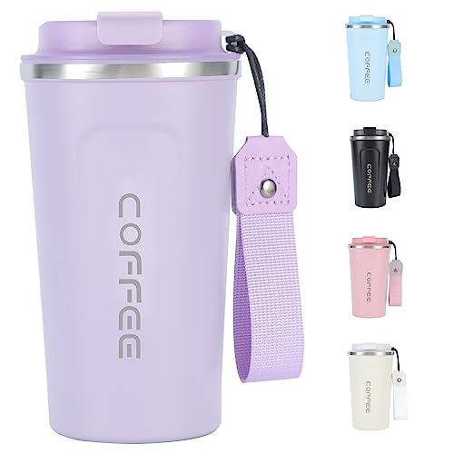 Travel Coffee Mug 16 oz, Insulated Coffee Cups with Lid, Thermos Stainless Steel Coffee Mugs Spill Proof, Double Wall Vacuum Tumbler, Reusable To Go Mug for Hot/Ice Coffee