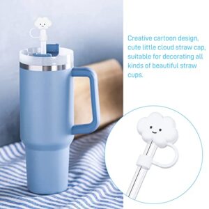 4 Pack Compatible with Stanley 30&40 Oz Tumbler, 10mm Cloud Shape Straw Covers Cap, Cute Silicone Cloud Straw Covers, Straw Protectors, Soft Silicone Cloud Shape Straw Lid for 10mm Straws