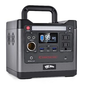 volt hero portable power station, 298wh solar generator with lifepo4 battery, 320w(peak 640w) 8-port power supply, 2 ac outlets, 60w usb-c pd output, led light for outdoor camping/rvs