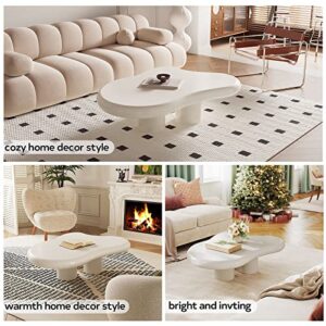 Guyii Cloud Coffee Table, Modern White Coffee Table for Living Room, Cute Irregular Indoor Tea Table with 3 Legs (White, 47.24 Inch)