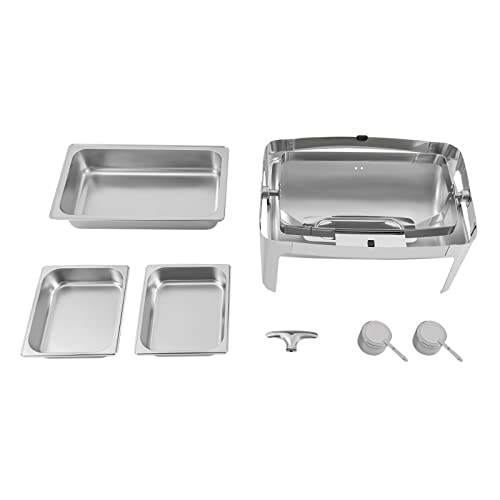 NeNchengLi Stainless Steel Chafing Dish Buffet Set Food Warming Container, 9.54QT Rectangle Catering Buffet Chafing Dish, Stainless Steel Food Insulation Warmer Parties Buffet Server Pan Warming Tray