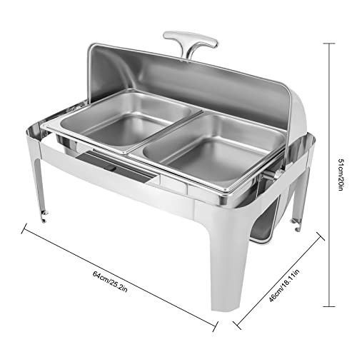 NeNchengLi Stainless Steel Chafing Dish Buffet Set Food Warming Container, 9.54QT Rectangle Catering Buffet Chafing Dish, Stainless Steel Food Insulation Warmer Parties Buffet Server Pan Warming Tray