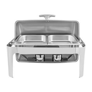 NeNchengLi Stainless Steel Chafing Dish Buffet Set Food Warming Container, 9.54QT Rectangle Catering Buffet Chafing Dish, Stainless Steel Food Insulation Warmer Parties Buffet Server Pan Warming Tray