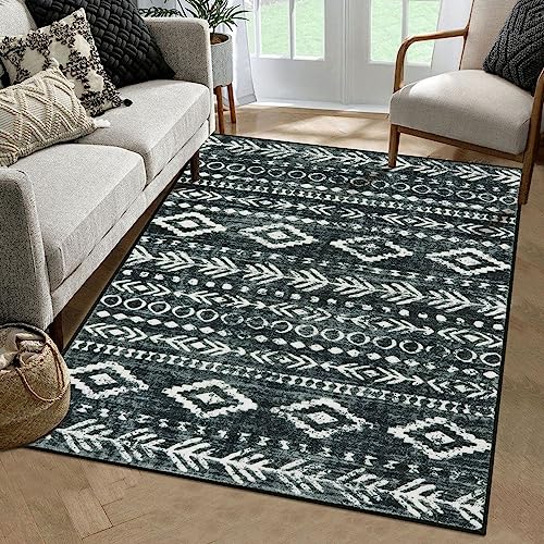 Lahome Farmhouse Moroccan Throw Rug, Washable 3x5 Bedroom Rugs Non Skid Home Office Area Rug Low-Pile Laundry Room Mat, Bohemian Tribals Soft Kids Playroom Nursery Room Floor Carpet