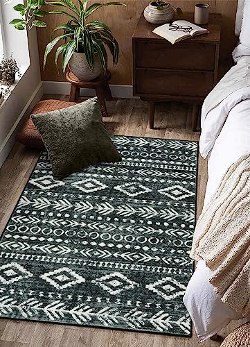 Lahome Farmhouse Moroccan Throw Rug, Washable 3x5 Bedroom Rugs Non Skid Home Office Area Rug Low-Pile Laundry Room Mat, Bohemian Tribals Soft Kids Playroom Nursery Room Floor Carpet