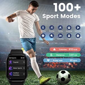 Smart Watch for Men Answer/Make Call,2"Touch Screen Fitness Tracker for iPhone Android with 100+ Sport Modes,Voice Assistant,Heart Rate Sleep Monitor,Waterproof Pedometer Activity Tracker Smartwatch