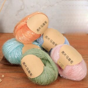 50g/Ball New Sequins Mohair Yarn Soft Knitting Yarn for Cloth Colorful Thin Crochet Yarn (Color : 33)