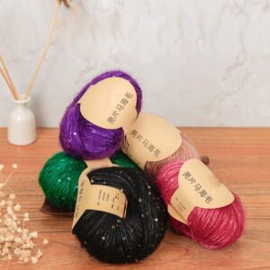 50g/Ball New Sequins Mohair Yarn Soft Knitting Yarn for Cloth Colorful Thin Crochet Yarn (Color : 33)